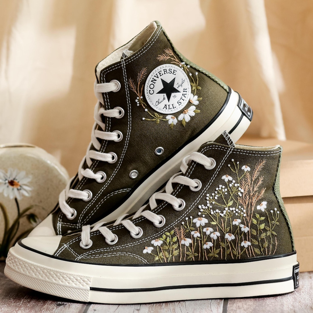 Custom Converse Chuck Taylor Daisy Embroidered Converse Shoes, Garden ...