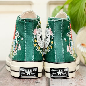 Custom Embroidered Converse Chuck Taylor, Green Converse Embroidery ...