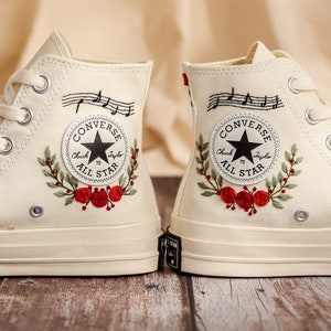 Custom Embroidered Converse Chuck Taylor All Star Shoes, Cat and Flower ...