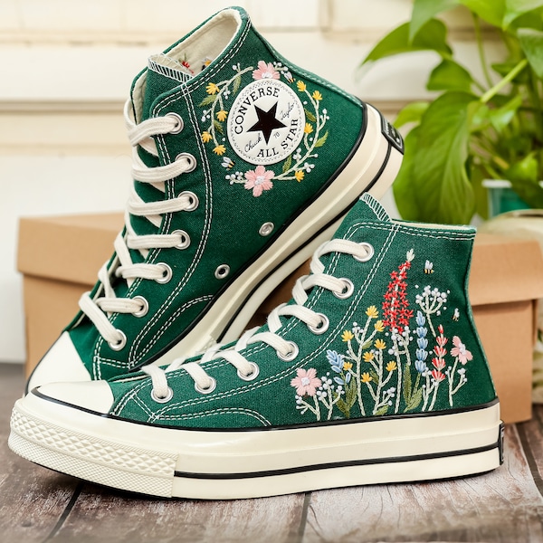 Embroidered Converse - Etsy