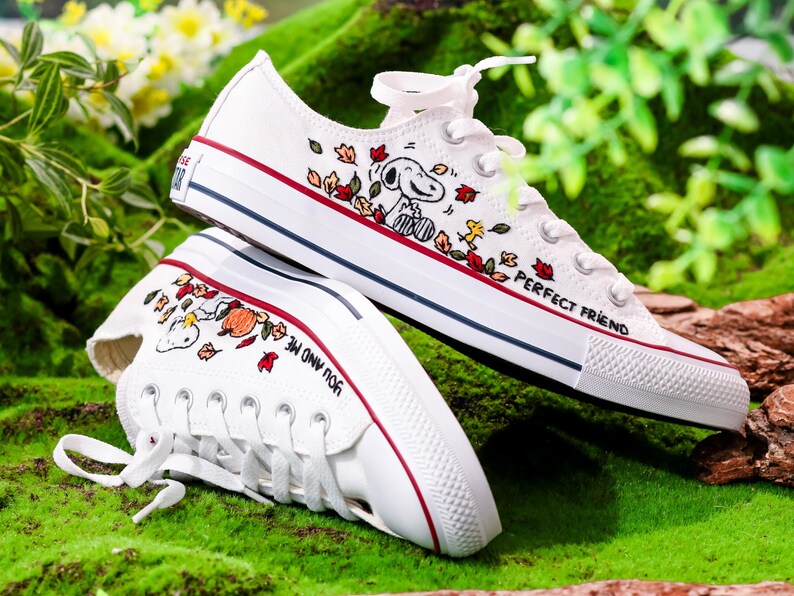Handpainted Embroidered Converse Low Top, Converse Embroidery Cute ...