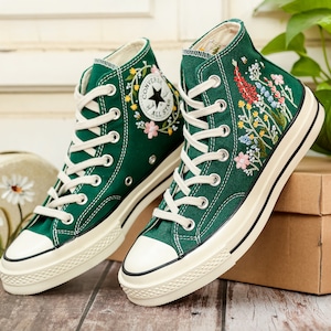 Custom Embroidered Converse Chuck Taylor, Green Converse Embroidery ...