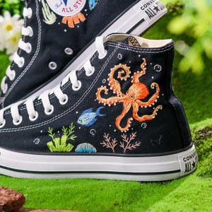 Custom Embroidered Converse, Octopus and Sea Turtle Embroidered Shoes ...