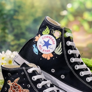 Custom Embroidered Converse, Octopus and Sea Turtle Embroidered Shoes ...