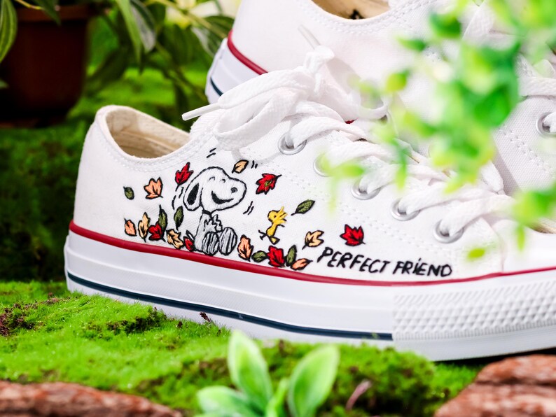 Handpainted Embroidered Converse Low Top, Converse Embroidery Cute ...