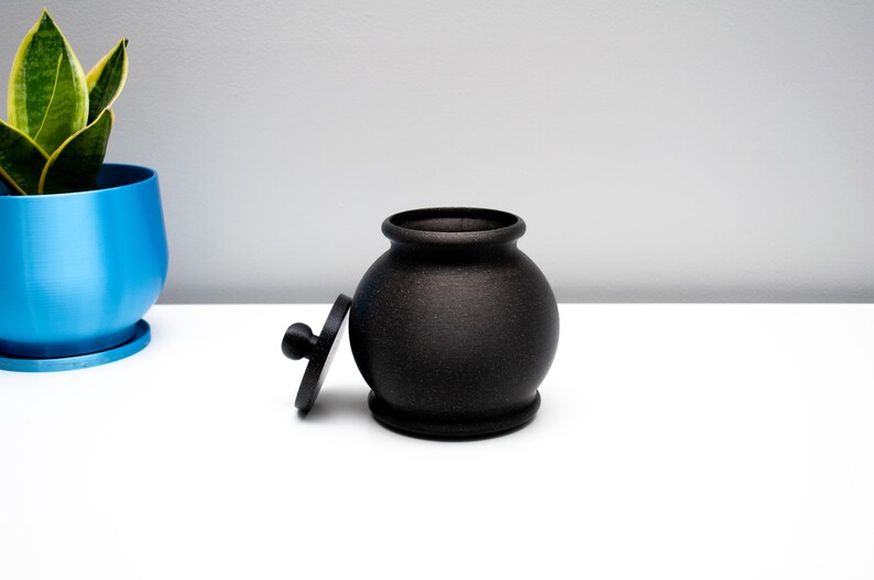 3D Printed Jar With Lid - Black Shelf Decor, Storage Container - Etsy