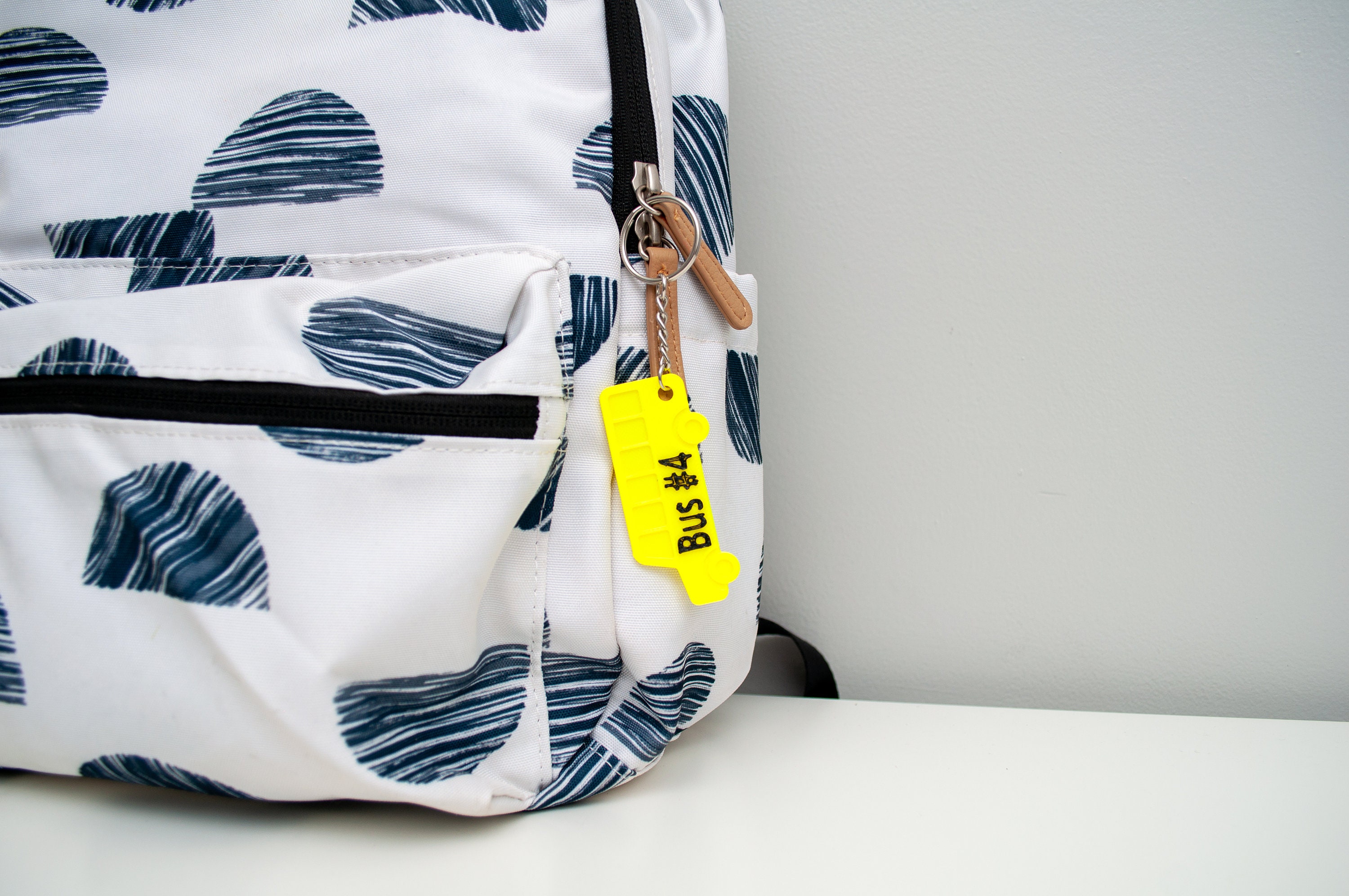 Personalized Back to School Bus Rider Backpack Tag Keychain Kids Gift ...