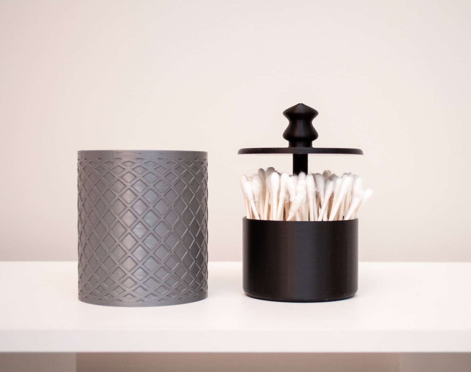Carousel Cotton Swab Holder With Lid - Modern Bathroom Storage - Etsy