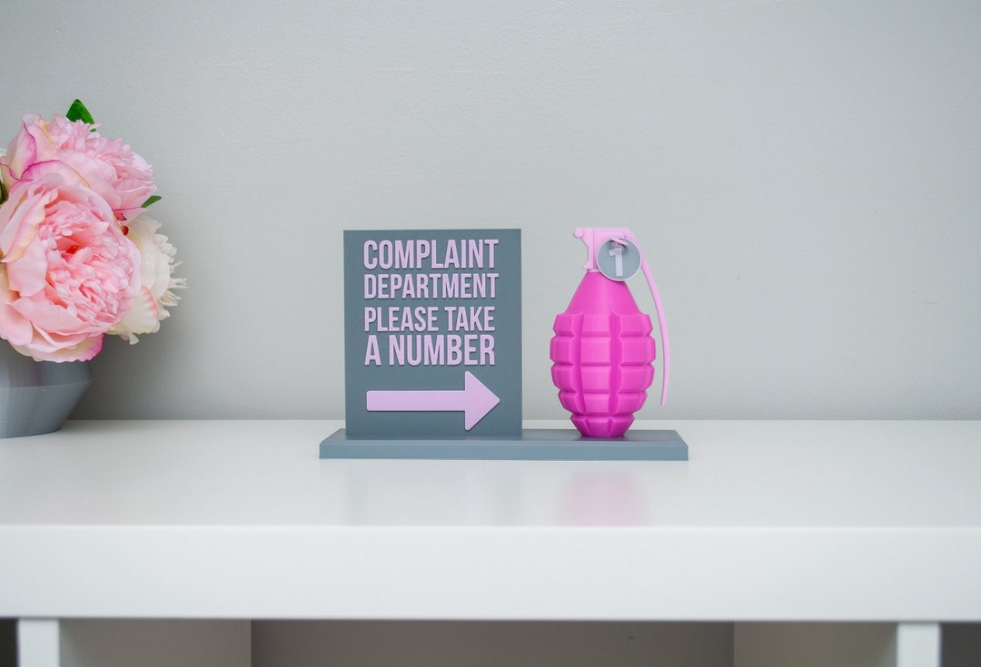 Complaint Department Dummy Grenade Replica Art Sign Office Women Desk ...