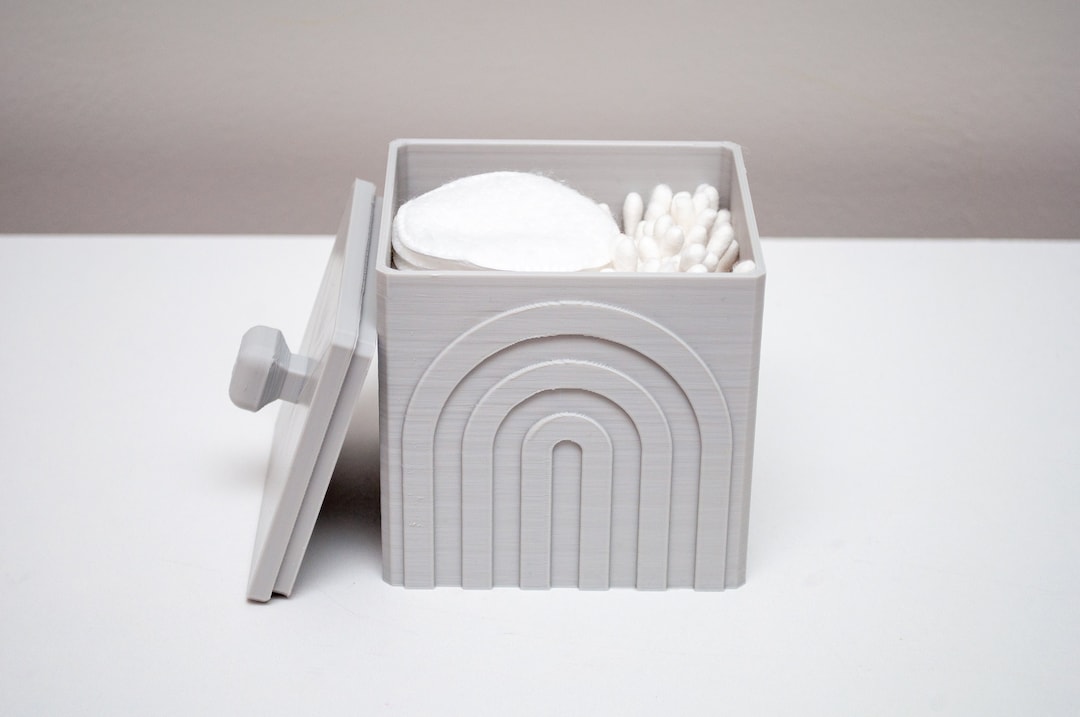 Boho Q-tip Jar With Lid Rainbow Arch Decor Cotton Balls Swabs Modern ...