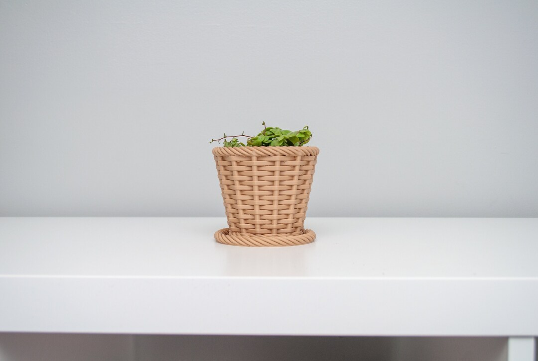 3 Inch Mini Faux Wicker Woven Planter 3 Inch Pot With Saucer Cute ...