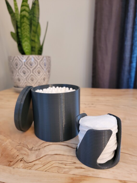 2 Pc Container With Lid & Cotton Round Holder Contemporary - Etsy