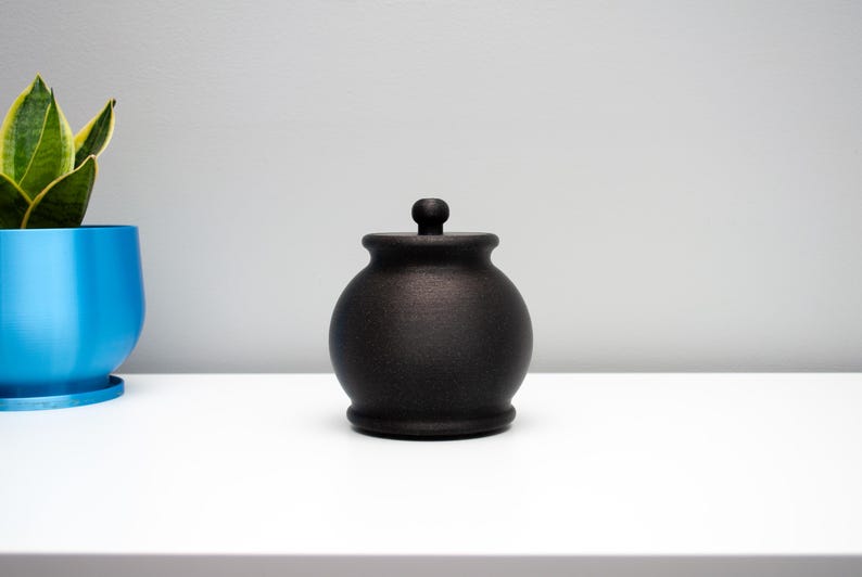 3D Printed Jar With Lid - Black Shelf Decor, Storage Container - Etsy