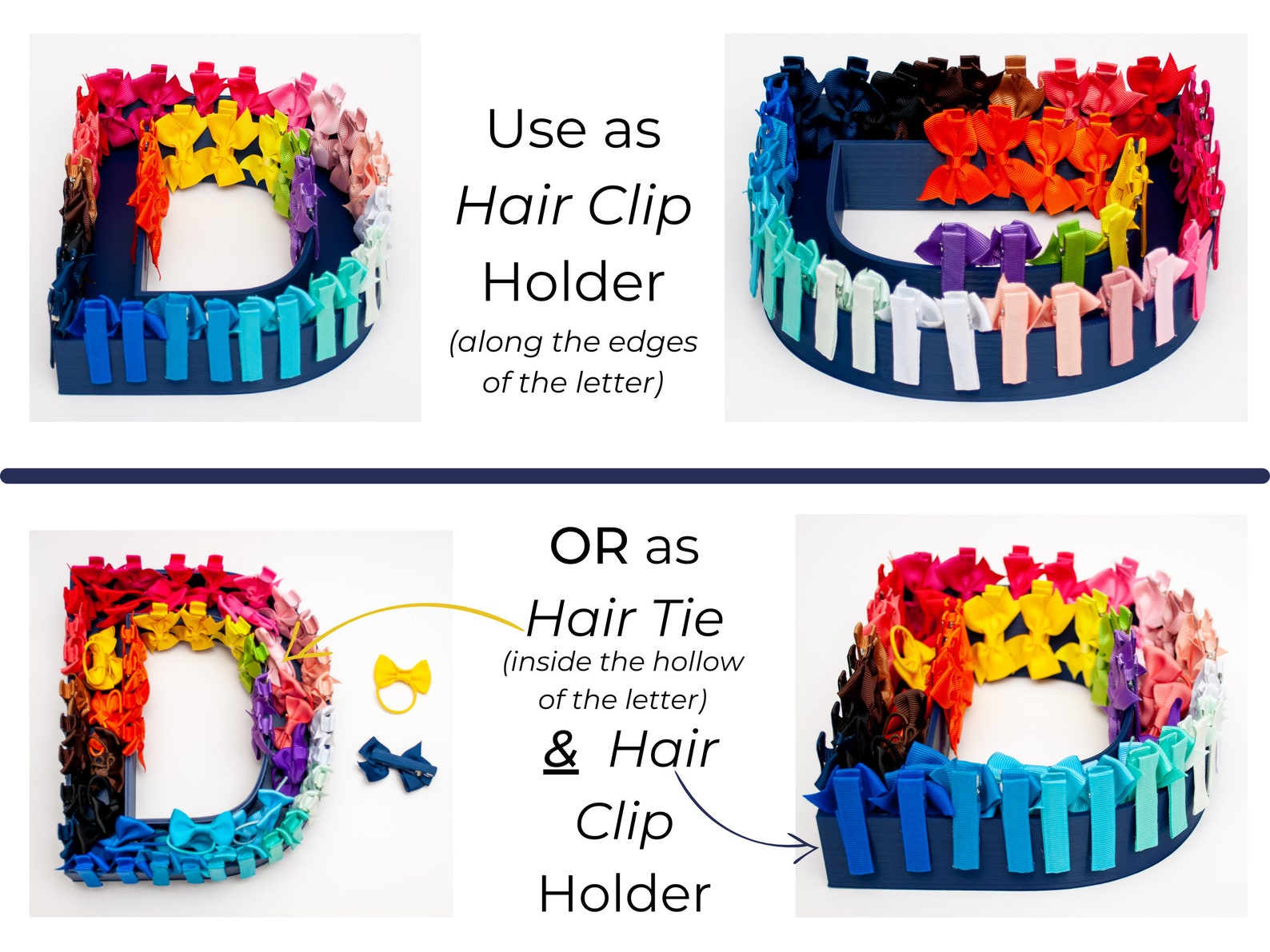 8h Bow & Clip Holder Fillable Hollow Letter Hair - Etsy