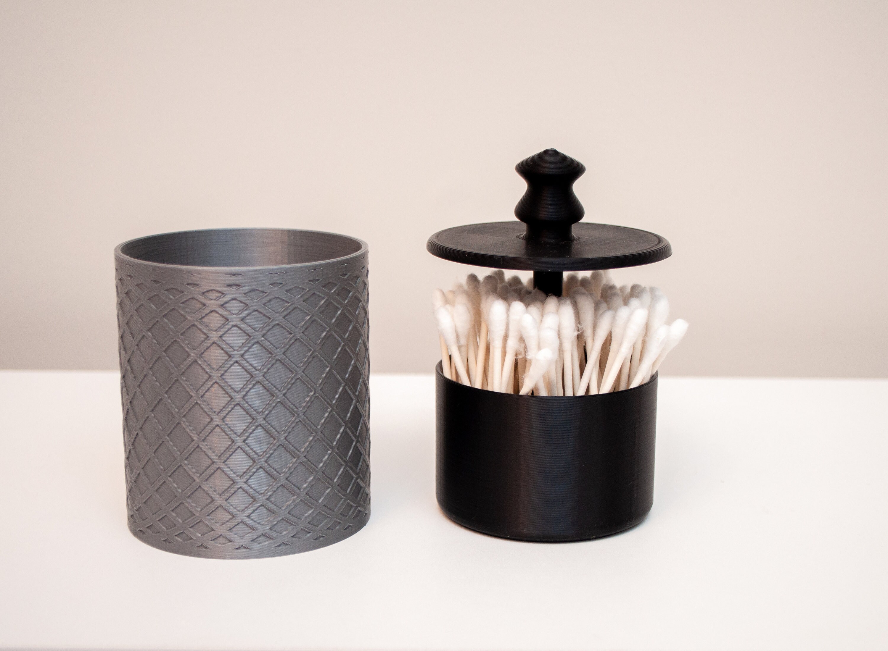 Carousel Cotton Swab Holder With Lid - Modern Bathroom Storage - Etsy