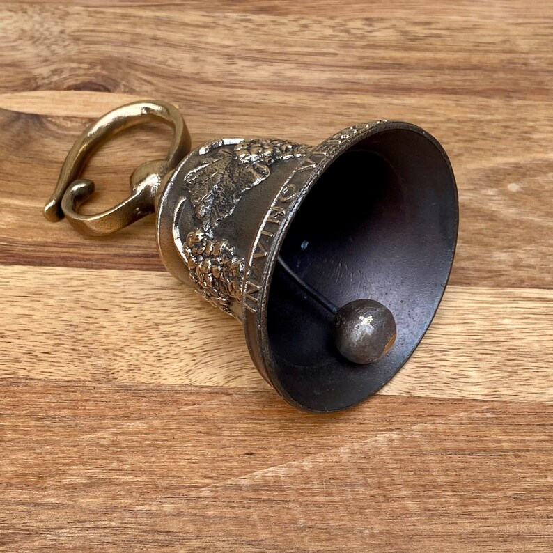 Hand Made Bell, in Vino Veritas, in Wine Truth, Cast Bronze Home Decor ...