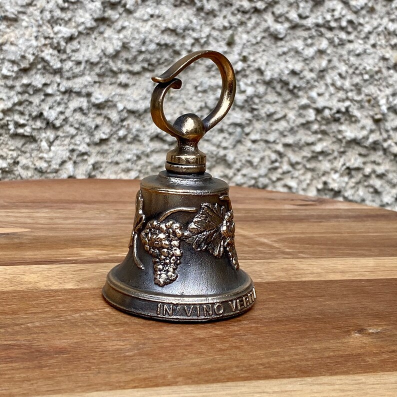 Hand Made Bell, in Vino Veritas, in Wine Truth, Cast Bronze Home Decor ...