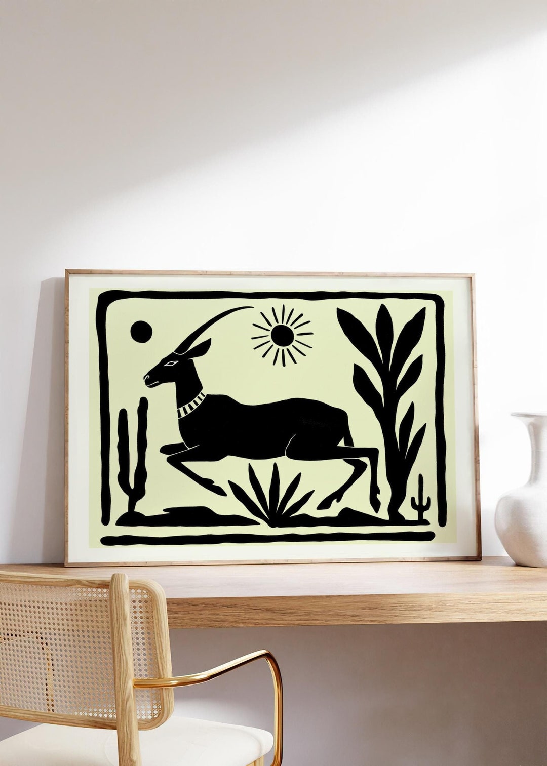 Tribal Animal Art Print, Ancient African Original Painting, Antelope ...