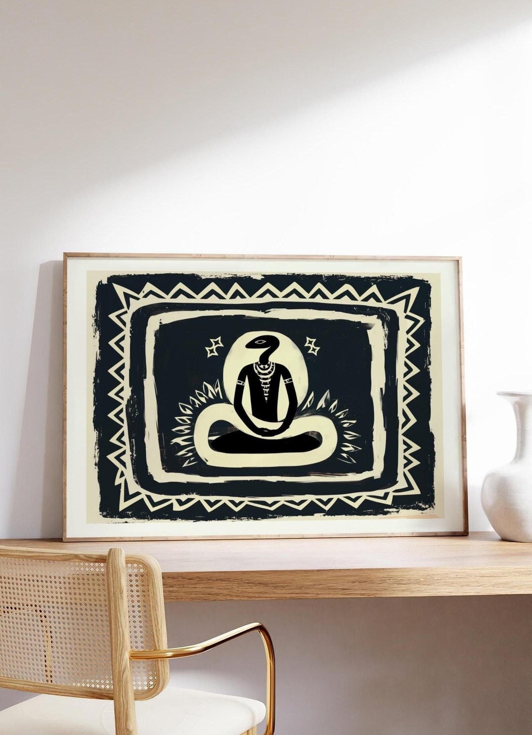 Tribal Art Print, Ancient Folk Snake Poster, Ethnic Mystical Home Decor ...