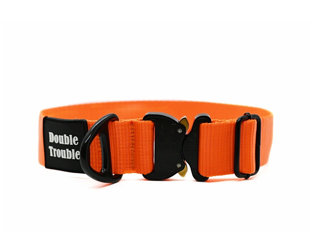 NEON ORANGE K9 Dog Collar| Cobra Dog Collar| Tactical L Quick Release ...