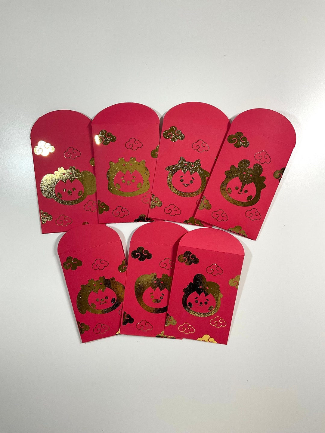 Bt21 Year Of The Dragon Gold Foiled Red Envelope Etsy