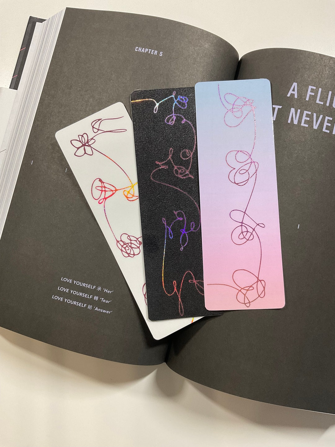 Love Yourself Trilogy her, Tear, & Answer Double Sided Foiled Bookmark ...