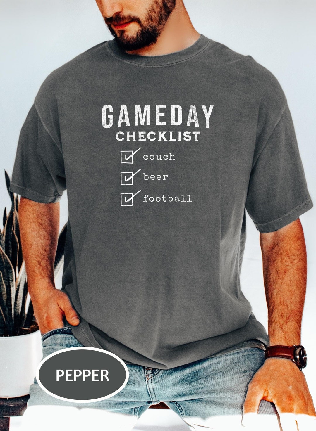 Football Game Day Checklist Shirt, Mens Super Bowl Shirt for Him, Funny ...