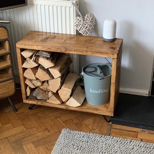 Tall Indoor Log Store Wooden Side Table Lamp Table Log - Etsy UK