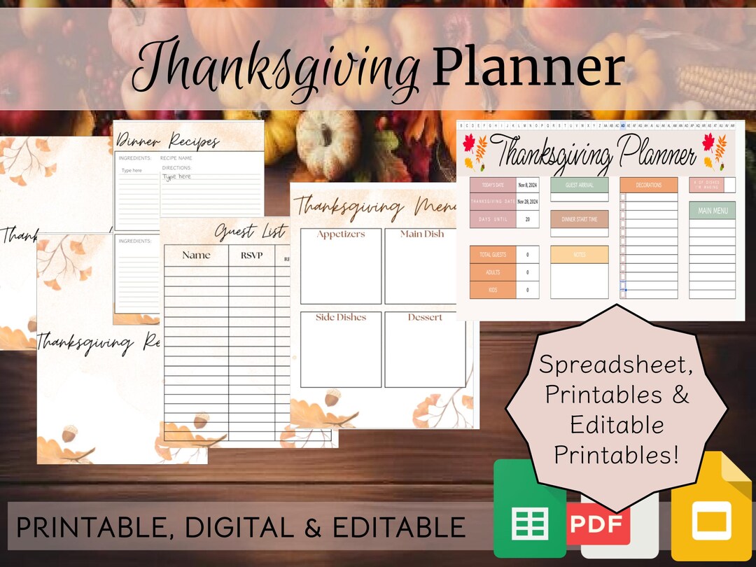 Thanksgiving Planner Bundle, Digital & Printable,thanksgiving ...