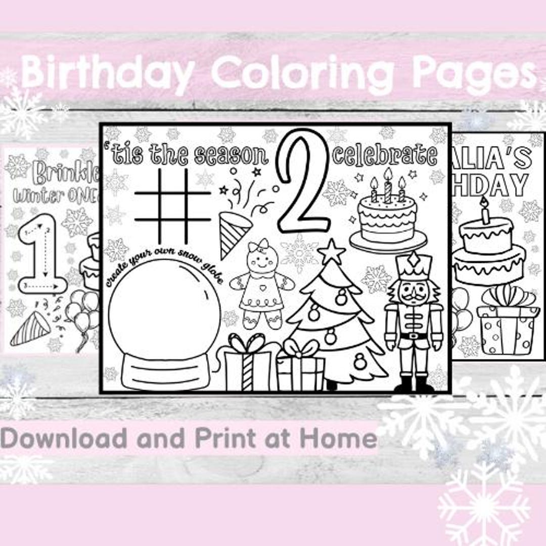 EDITABLE 2nd Birthday Coloring Pages | Winter Theme | Winter Birthday ...