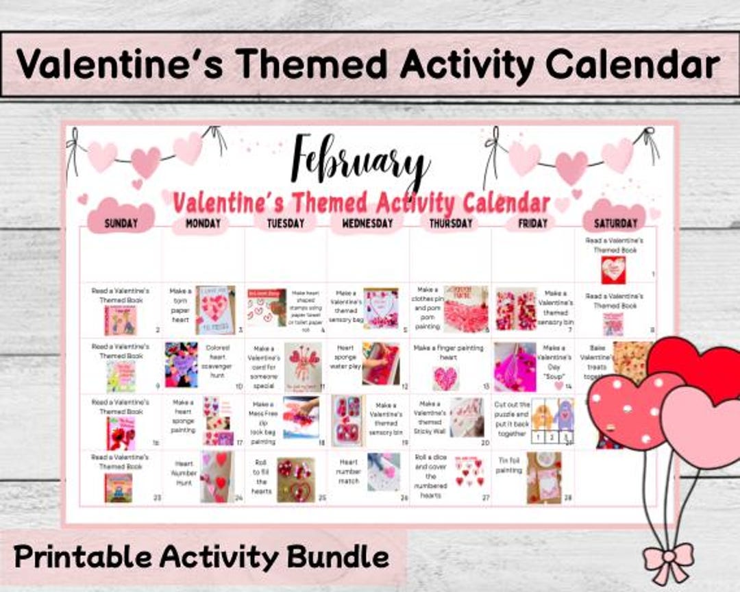February Activity Calendar | Valentine's Themed Activities for Toddlers ...