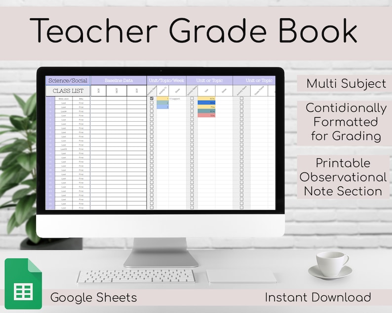 Teacher Gradebook & Data Tracker | Google Sheets | Spreadsheet - Etsy