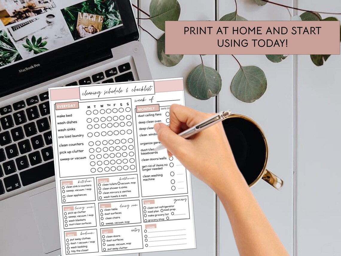 Editable Cleaning Schedule & Planner | Printable Planner Checklist ...