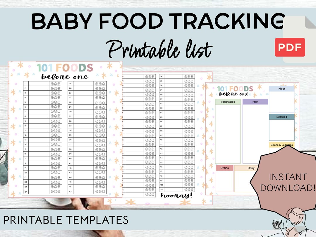 Baby's First Foods Checklist | Printable Food Log | Baby Led Weaning ...