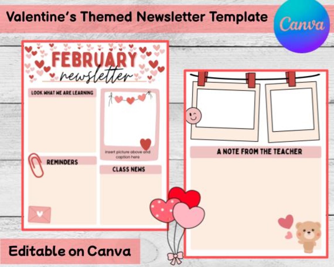February Teacher Newsletter Template, Editable Newsletter, Monthly ...