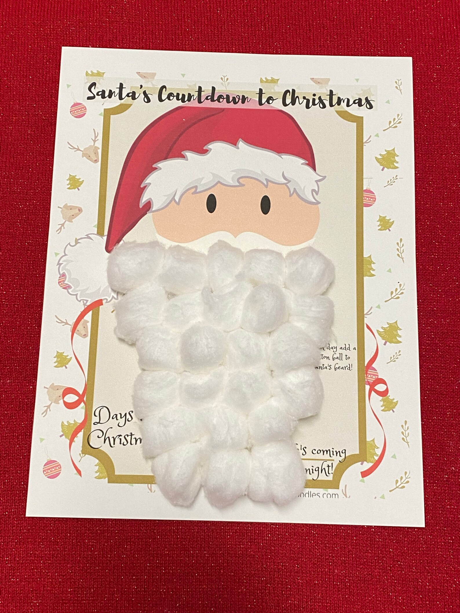 Christmas Countdown With Santa's Beard, Christmas Calendar, Christmas ...