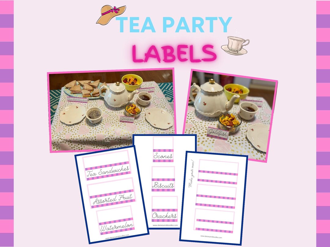 Tea Party Labels, Printable Tea Party Labels, Tea Party Decorations ...