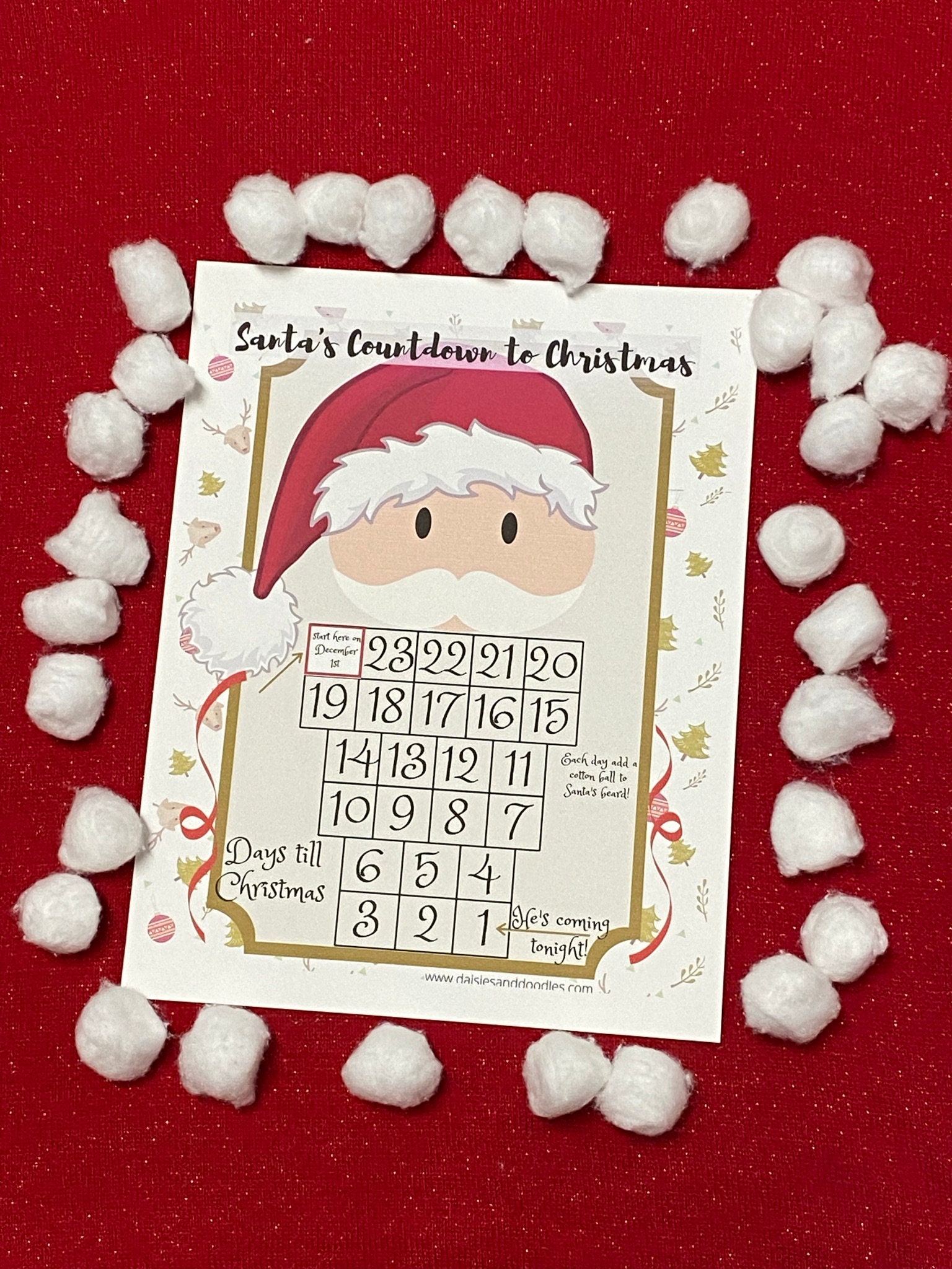 Christmas Countdown With Santa's Beard, Christmas Calendar, Christmas ...