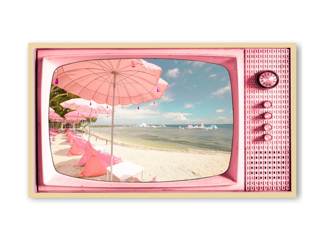 Samsung Frame TV Art Pastel Pink Living Room Pink Beach - Etsy