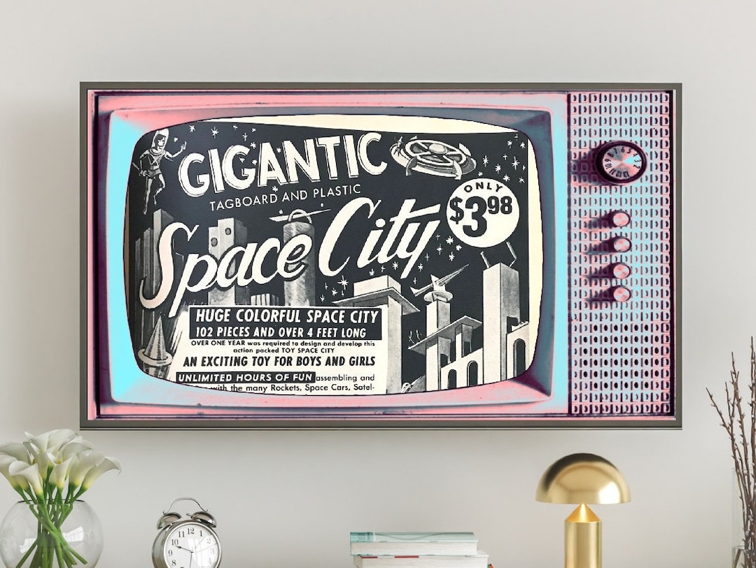 Atomic Advertising Artwork. Samsung Frame TV Art. Vintage Retro Pink TV ...