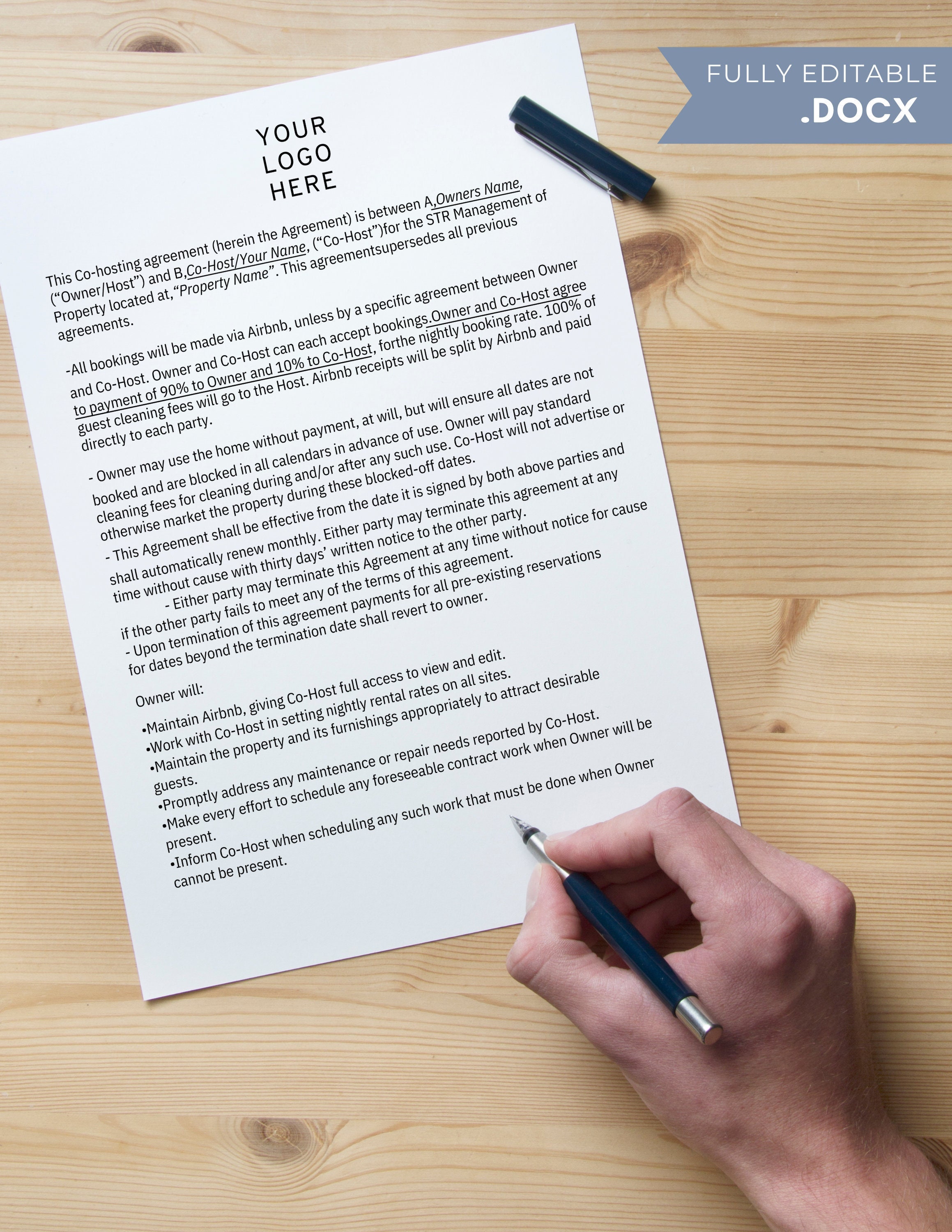 Airbnb Co host Agreement Co host Template STR Editable Etsy Canada