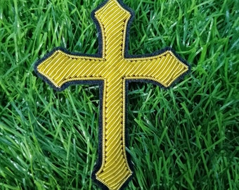 Handmade Cross Patch Hand Embroidered on Black Felt With | Etsy