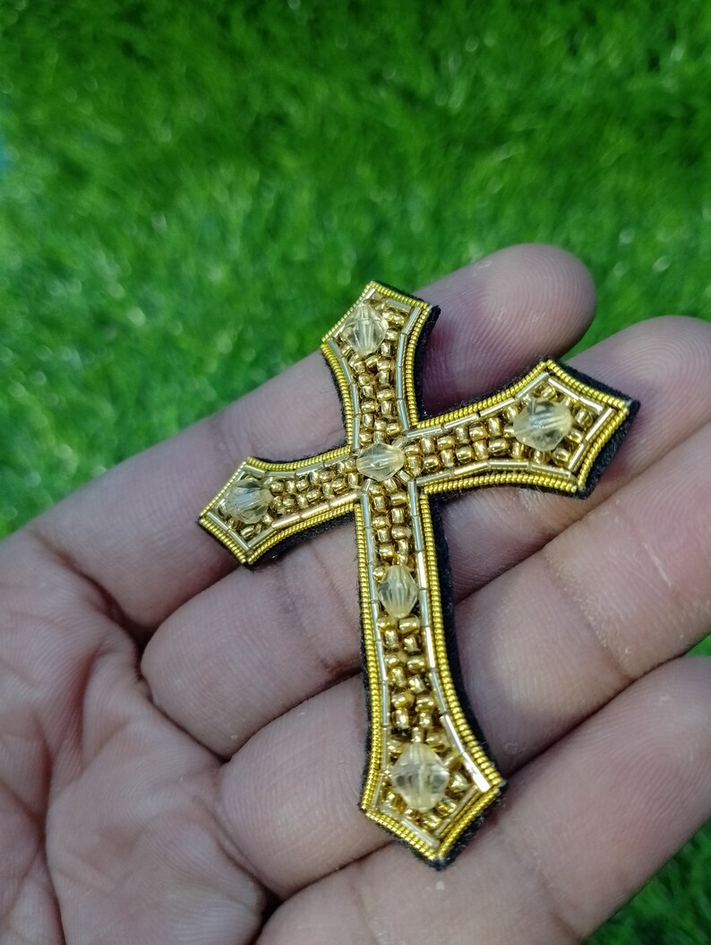 Handmade Cross Patch Hand Embroidered on Black Felt With | Etsy