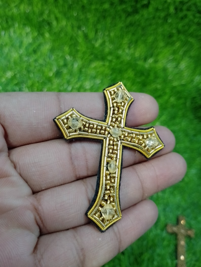 Handmade Cross Patch Hand Embroidered on Black Felt With | Etsy