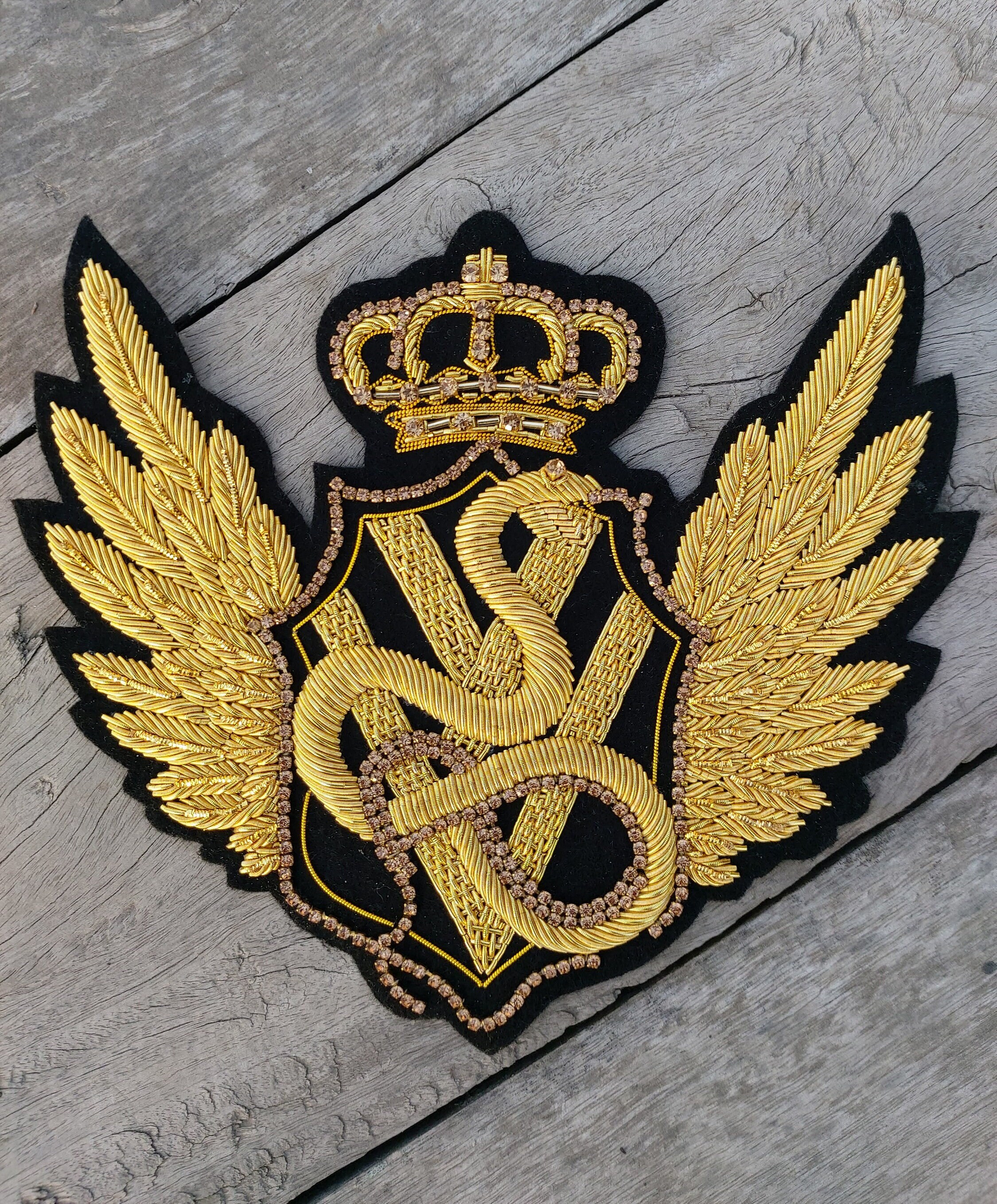 Hand Embroidered Garment Bullion Patch Sewn on Black Felt - Etsy