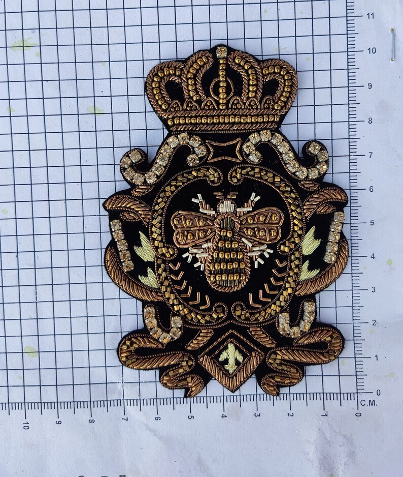 Hand Embroidered Patch Sewn on Black Velvet With Stones - Etsy