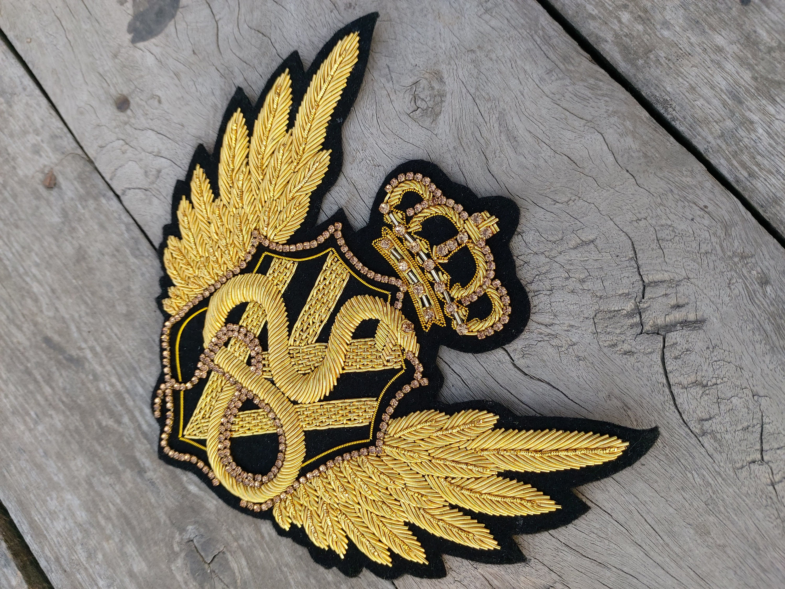 Hand Embroidered Garment Bullion Patch Sewn on Black Felt - Etsy