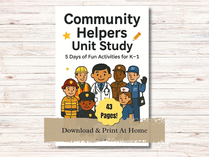 Community Helpers Unit Study: K-1 Activities & Worksheets (PDF) - Etsy