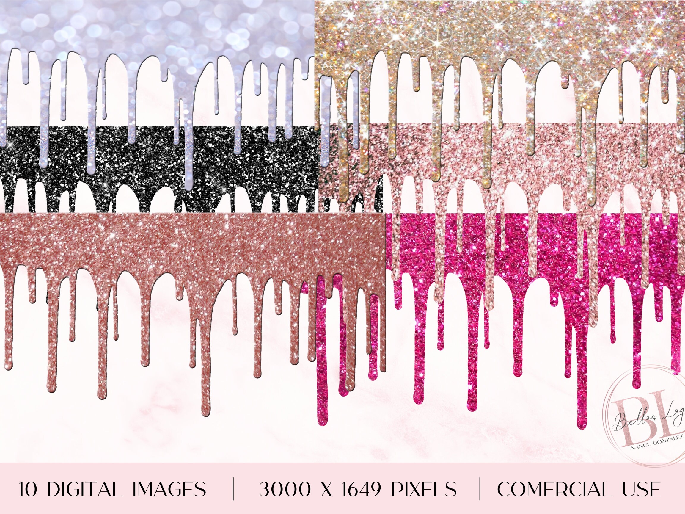 Glitter Drips Clipart, Sparkling Glitter Overlays, Glitter Frosting ...
