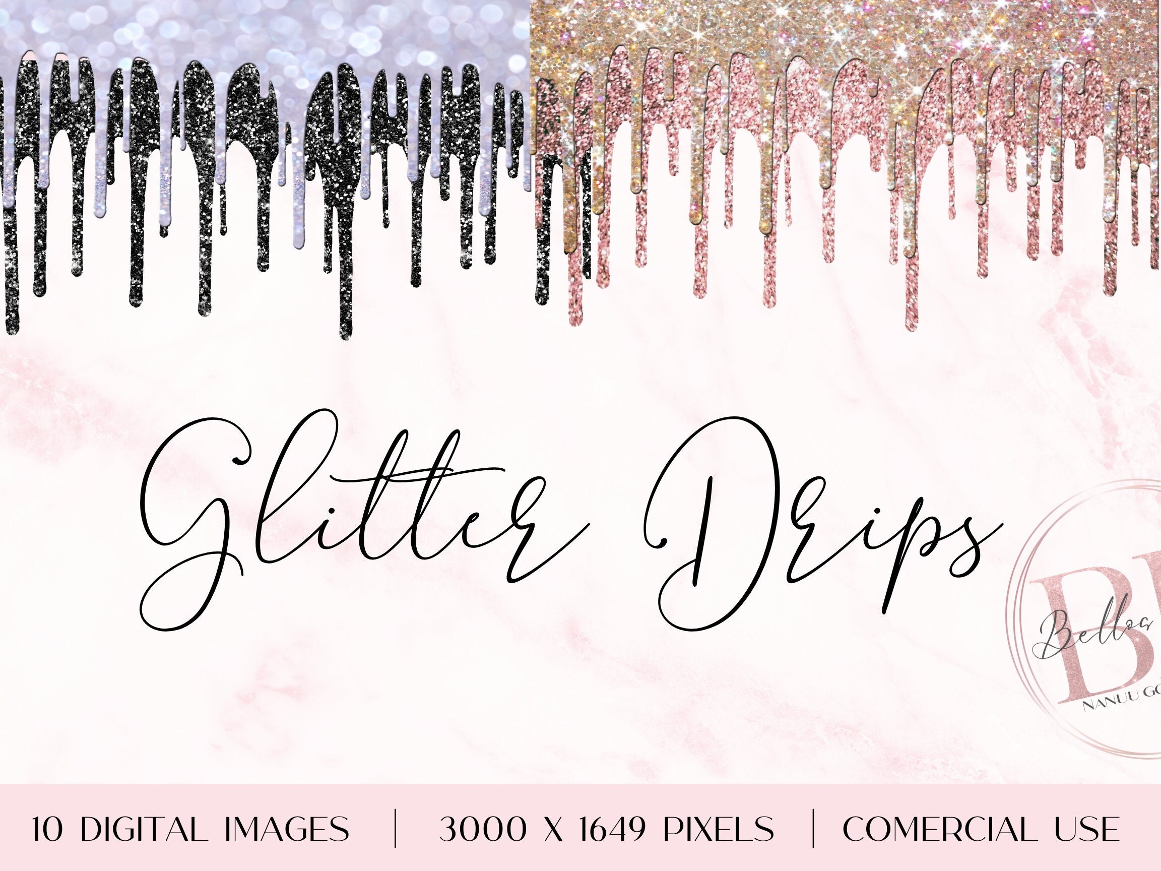 Glitter Drips Clipart, Sparkling Glitter Overlays, Glitter Frosting ...